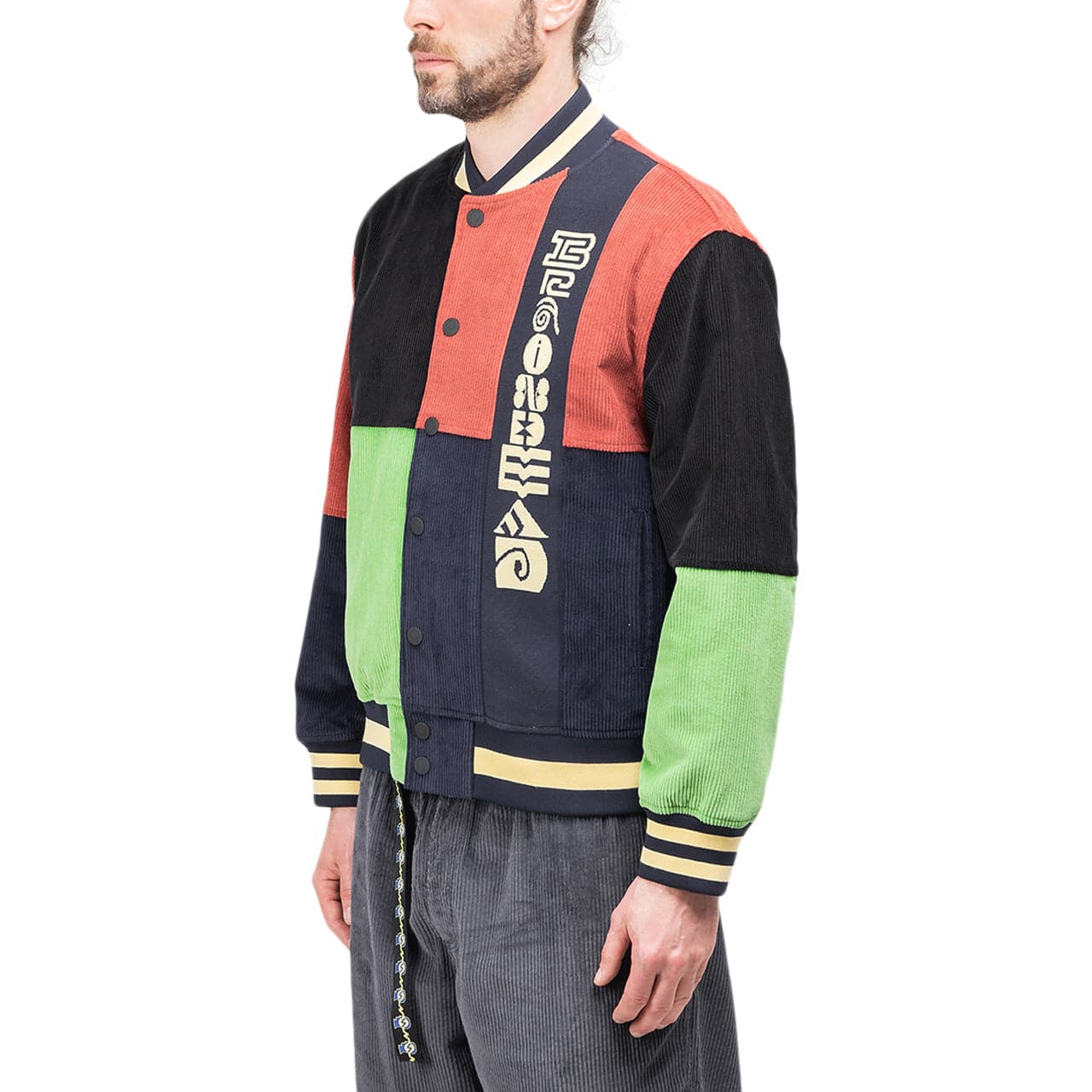 Brain Dead Jacquard Patchwork Letterman Jacket (Multi) P21O01001797 - Allike Store